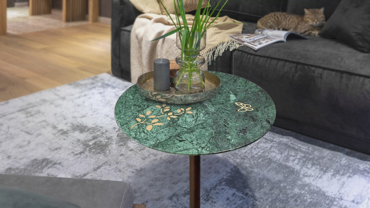 Marble and Brass Inlay Accent Table – ORVI