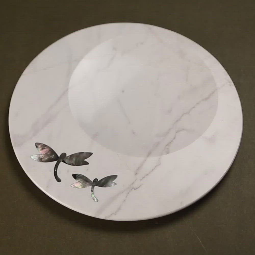 Marble Serving Platter with Mother of Pearl Inlay, – ORVI