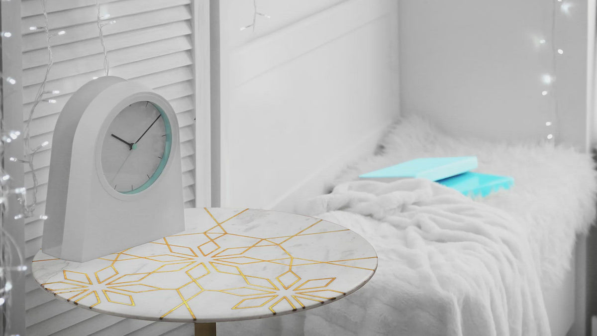 White Marble Coffee Table with Brass Inlay – ORVI