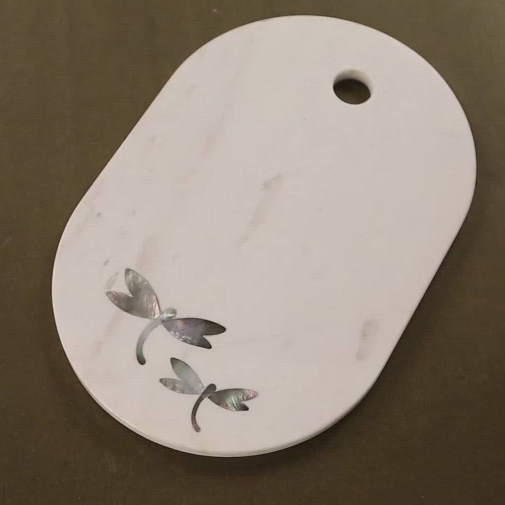 White Marble Charcuterie Board with Abalone Shell Inlay – ORVI