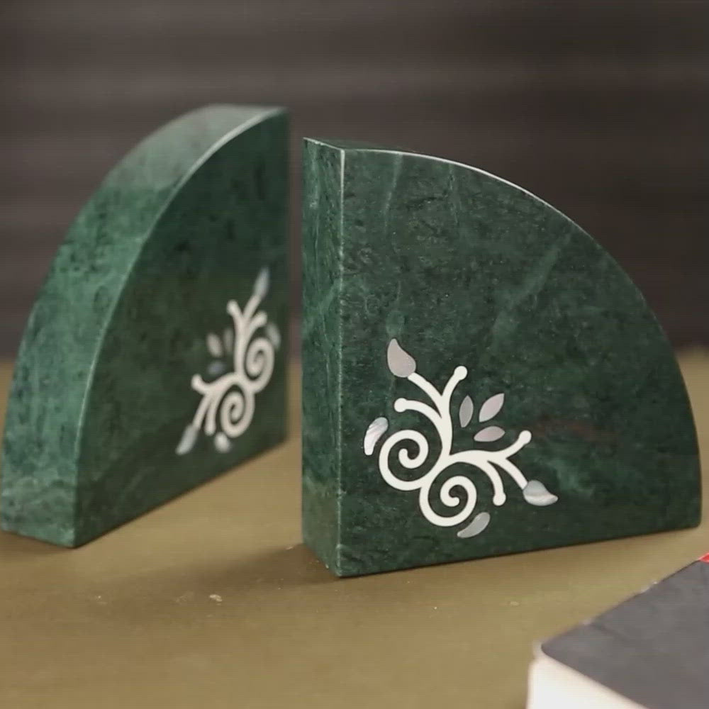 Marble Bookends with Mother of Pearl Inlay – ORVI