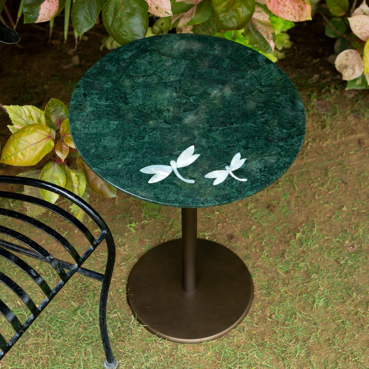 Green Marble and Abalone Shell Accent Table – ORVI