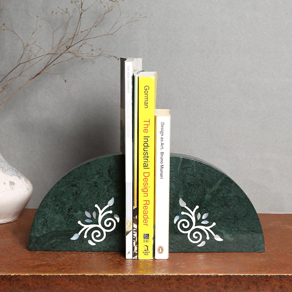 Marble Bookends with Mother of Pearl Inlay – ORVI