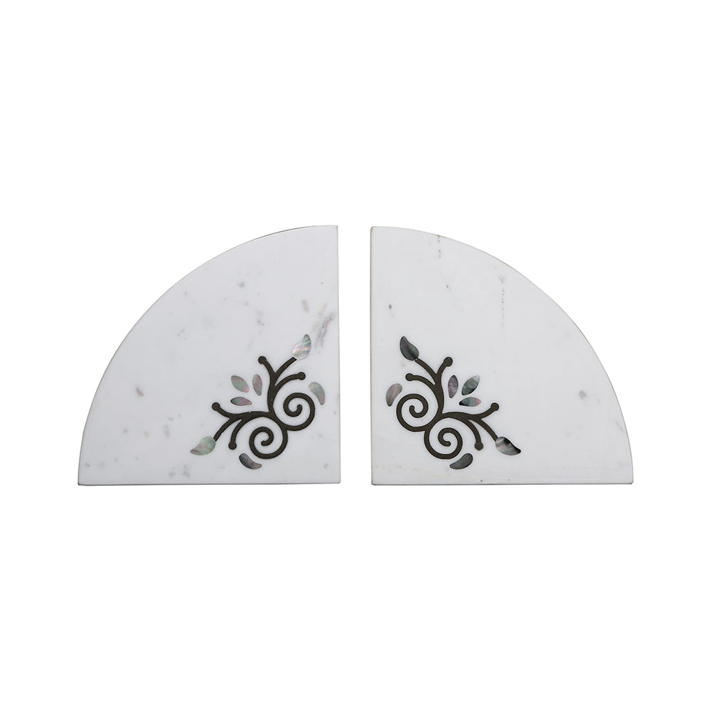 Marble Bookends with Mother of Pearl Inlay – ORVI