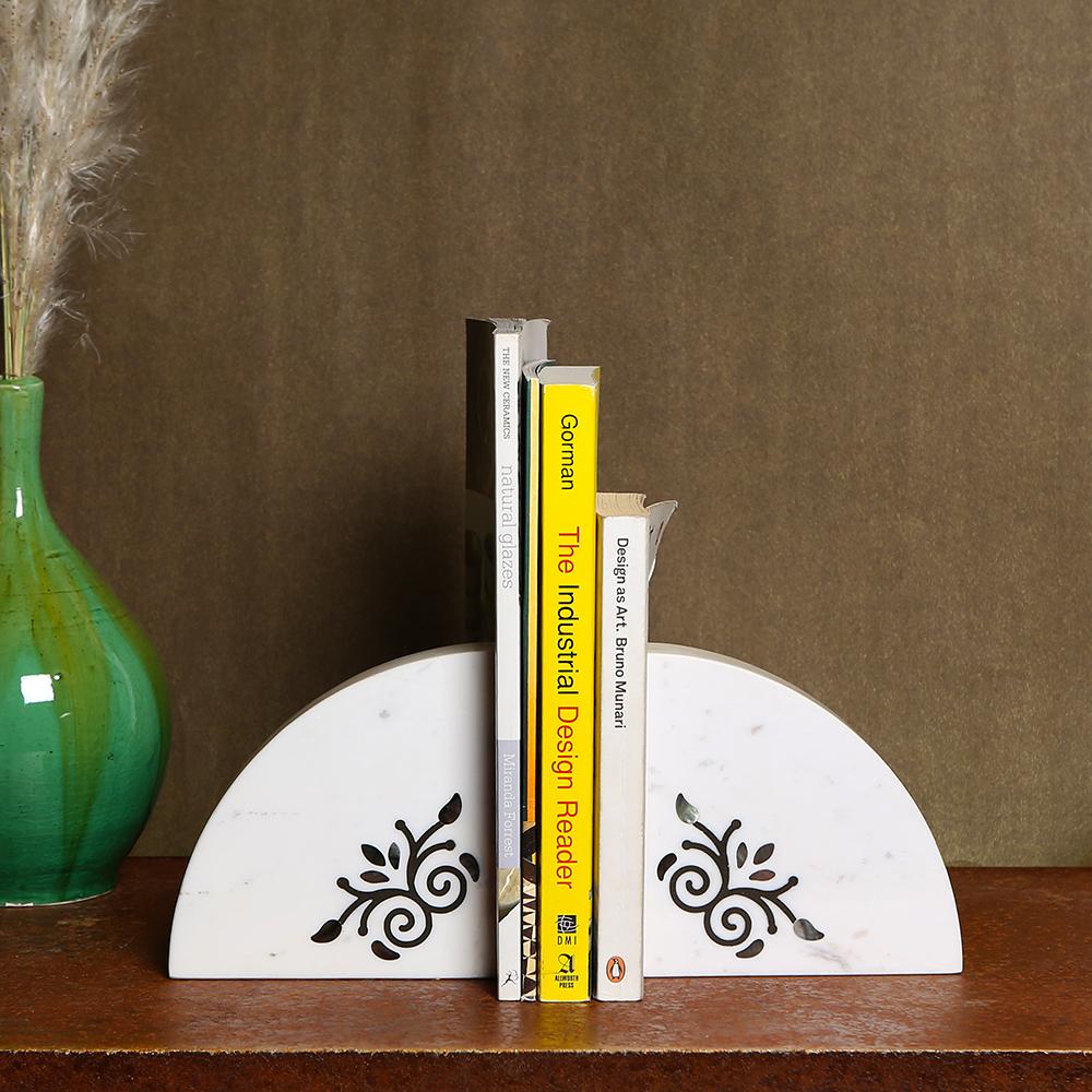 Marble Bookends with Mother of Pearl Inlay – ORVI