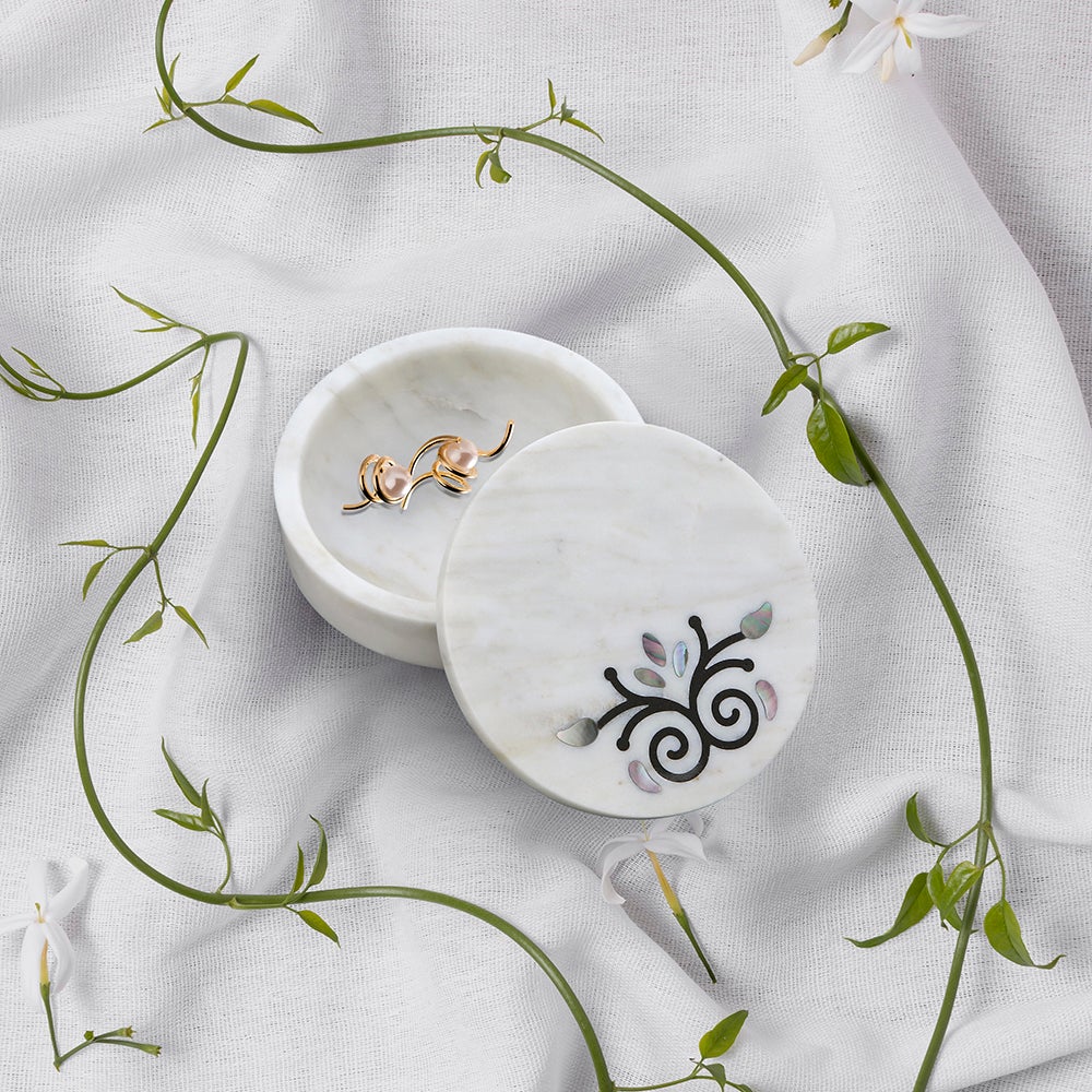 Marble Trinket Box with Mother of Pearl Inlay – ORVI