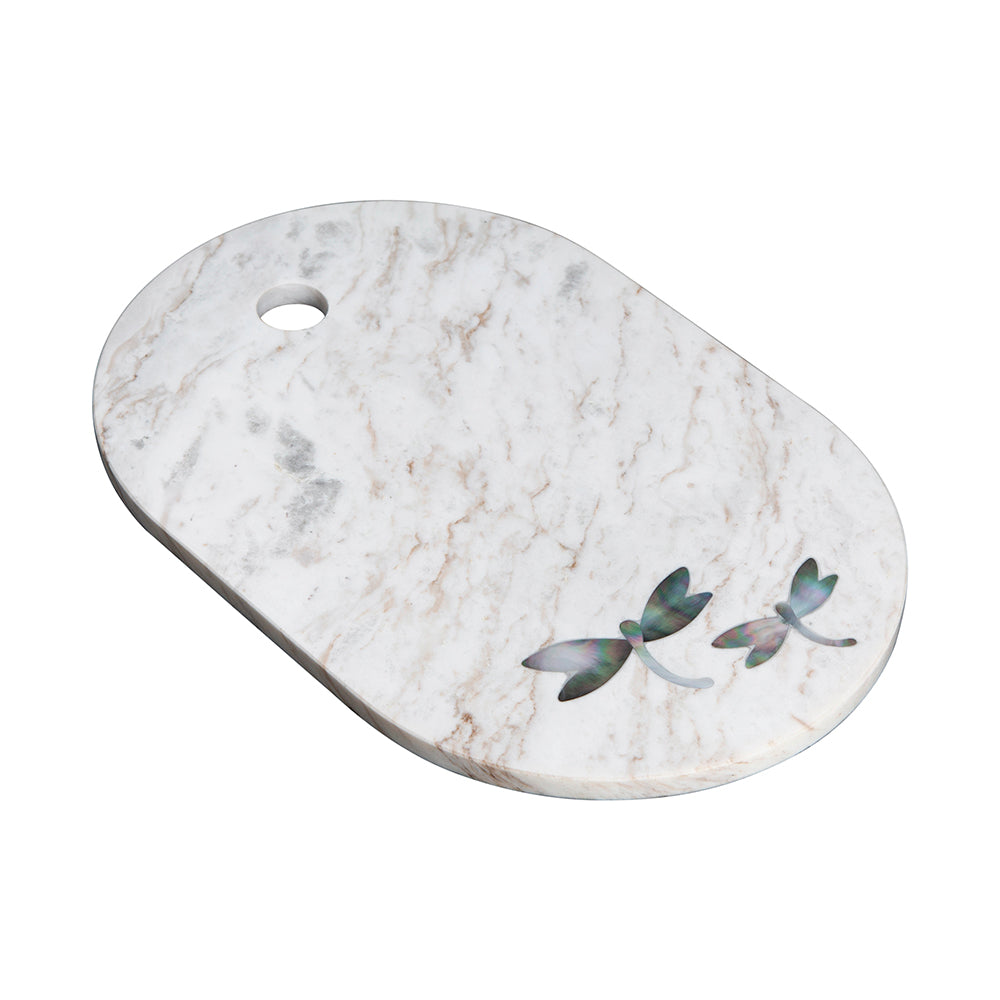 White Marble Charcuterie Board with Abalone Shell Inlay – ORVI