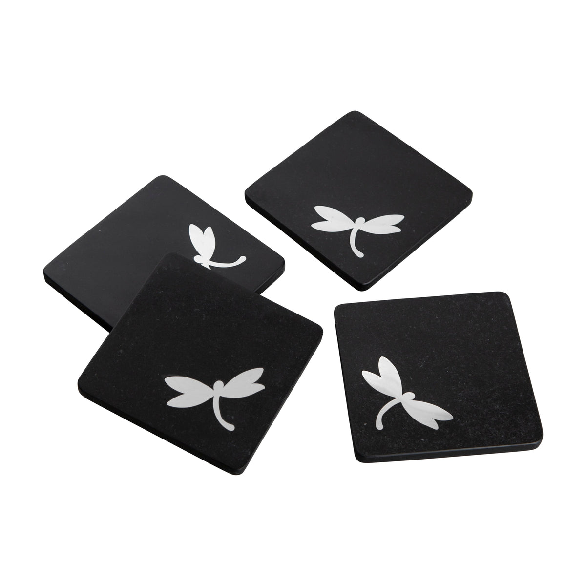Black Marble Coaster with Stainless Steel Inlay (Set of 4) – ORVI