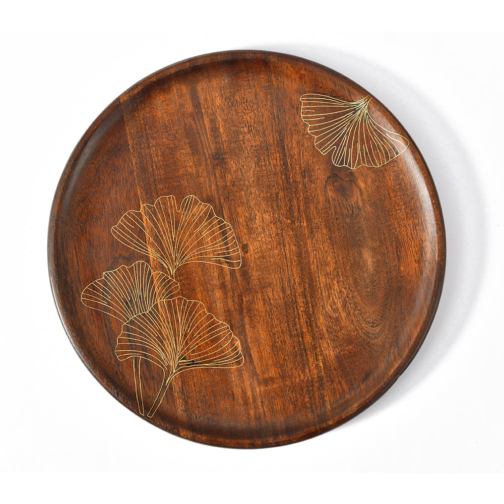 Wooden Serving Platter with Brass Inlay – ORVI