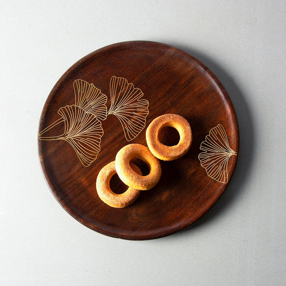 Wooden Serving Platter with Brass Inlay – ORVI