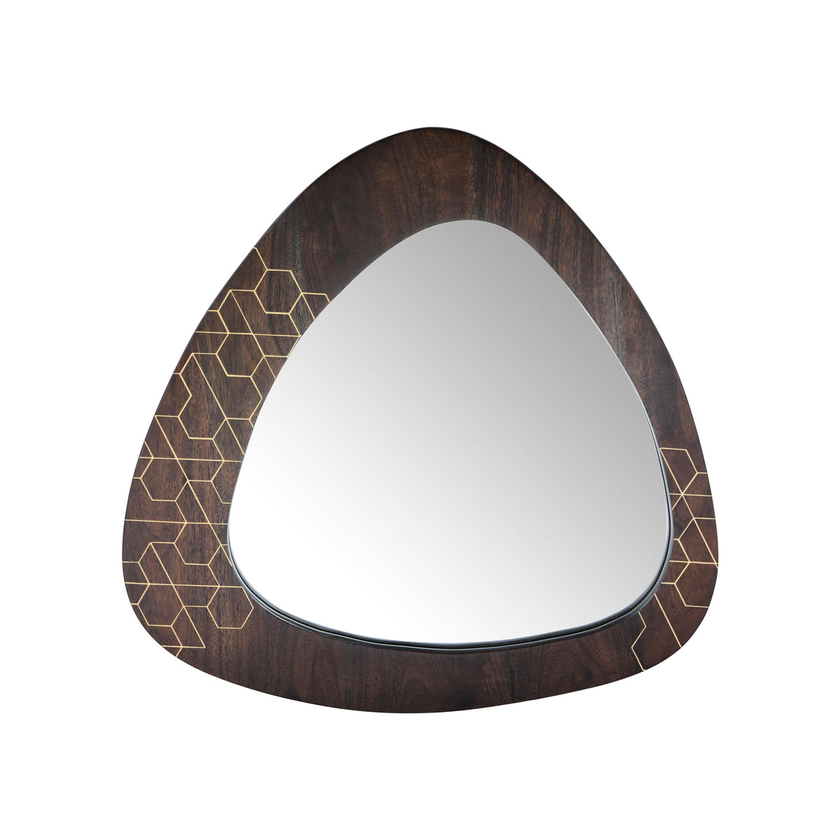 Acacia Wood Black Wall Mirror with Brass Inlay – ORVI