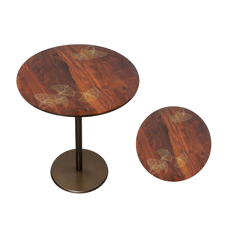 Round Wooden Table with Brass Inlay – ORVI